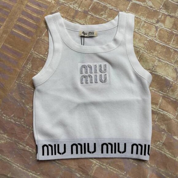 Miu Miu | Tops | Miu Miu Womens Black And White Tank Top | Poshmark
